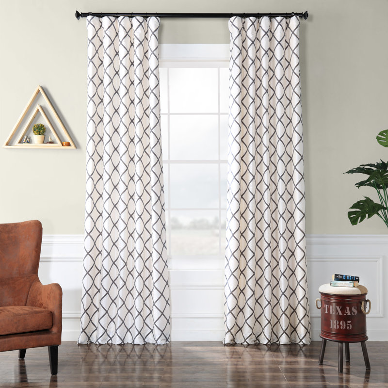 Leonidas Geometric Room Darkening Rod Pocket Single Curtain Panel